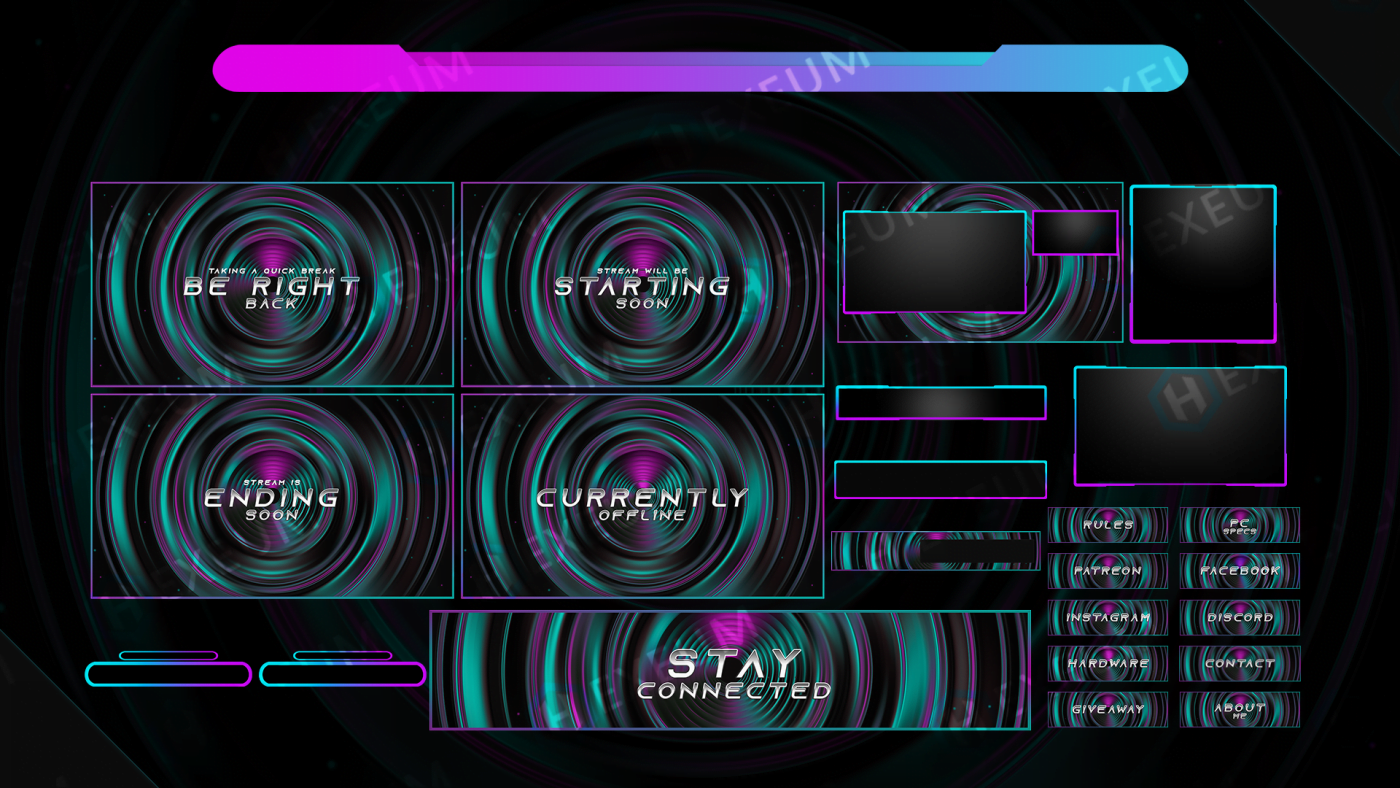 Orbit, Swirl Animated Twitch Overlay Package - Hexeum