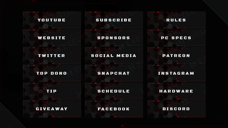 Alpha, Red Themed Animated Stream Overlay Package - Hexeum