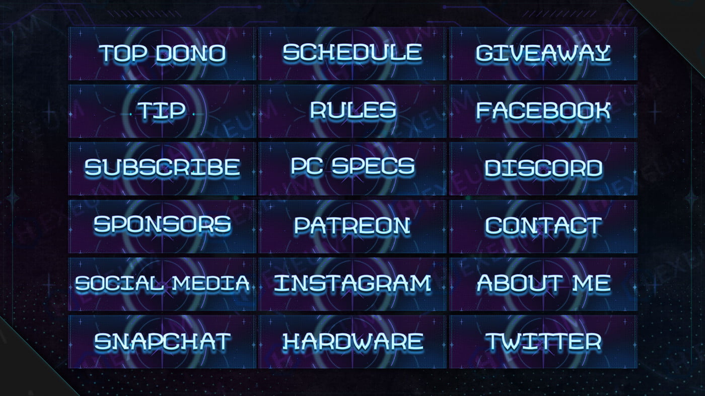 Void, Sci-fi Twitch Panels : Channel Buttons - Hexeum