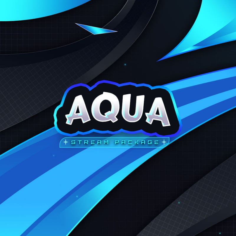 Aqua, Blue Themed Animated Twitch Package - Hexeum