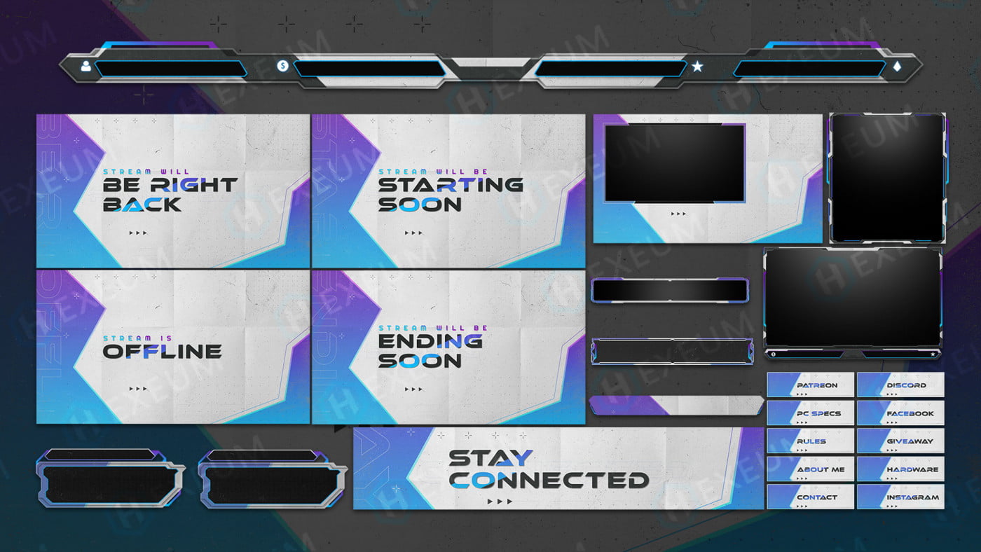 Peninsula, White Themed Animated Obs Overlay Package - Hexeum