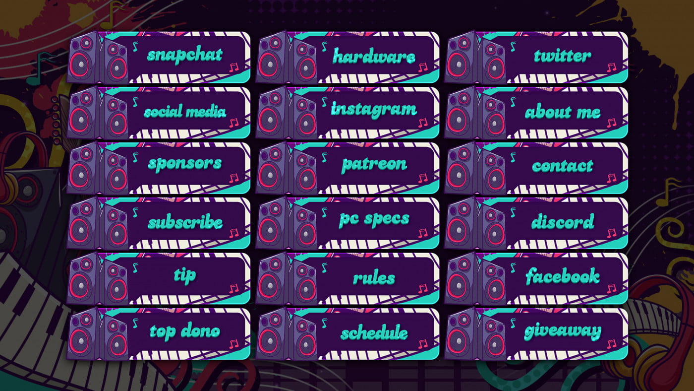Melody, Music Animated Twitch Overlay Package - Hexeum
