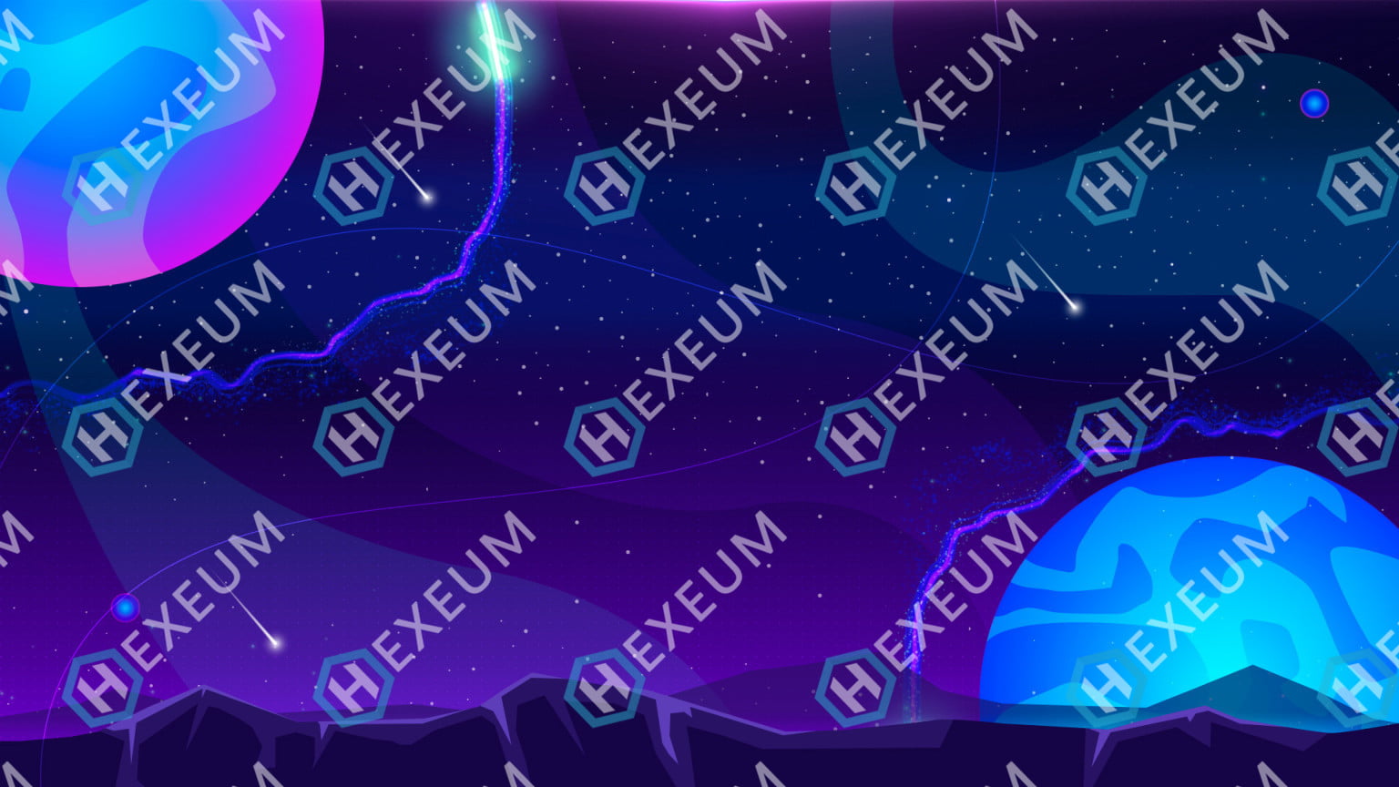 Galaxy : Neon Space Stream Background - Hexeum